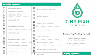 Tag Care Symbols - Tiny Fish Printing